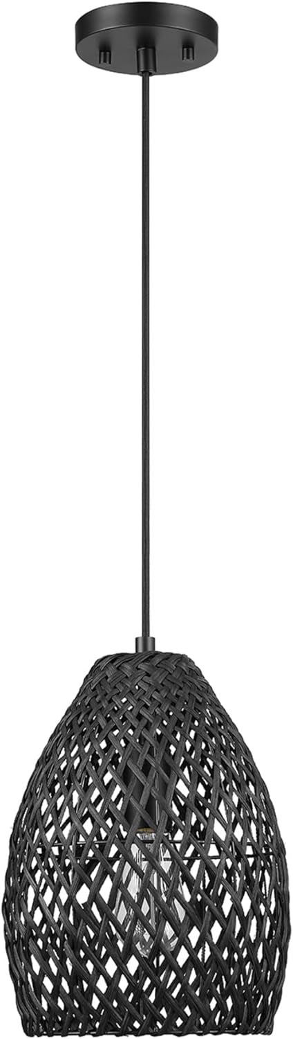GLOBE Electric 65702 Kora 1-Light Pendant Lighting, Matte Black, Twine ...