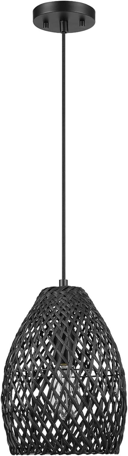 GLOBE Electric 65702 Kora 1-Light Pendant Lighting, Matte Black, Twine ...