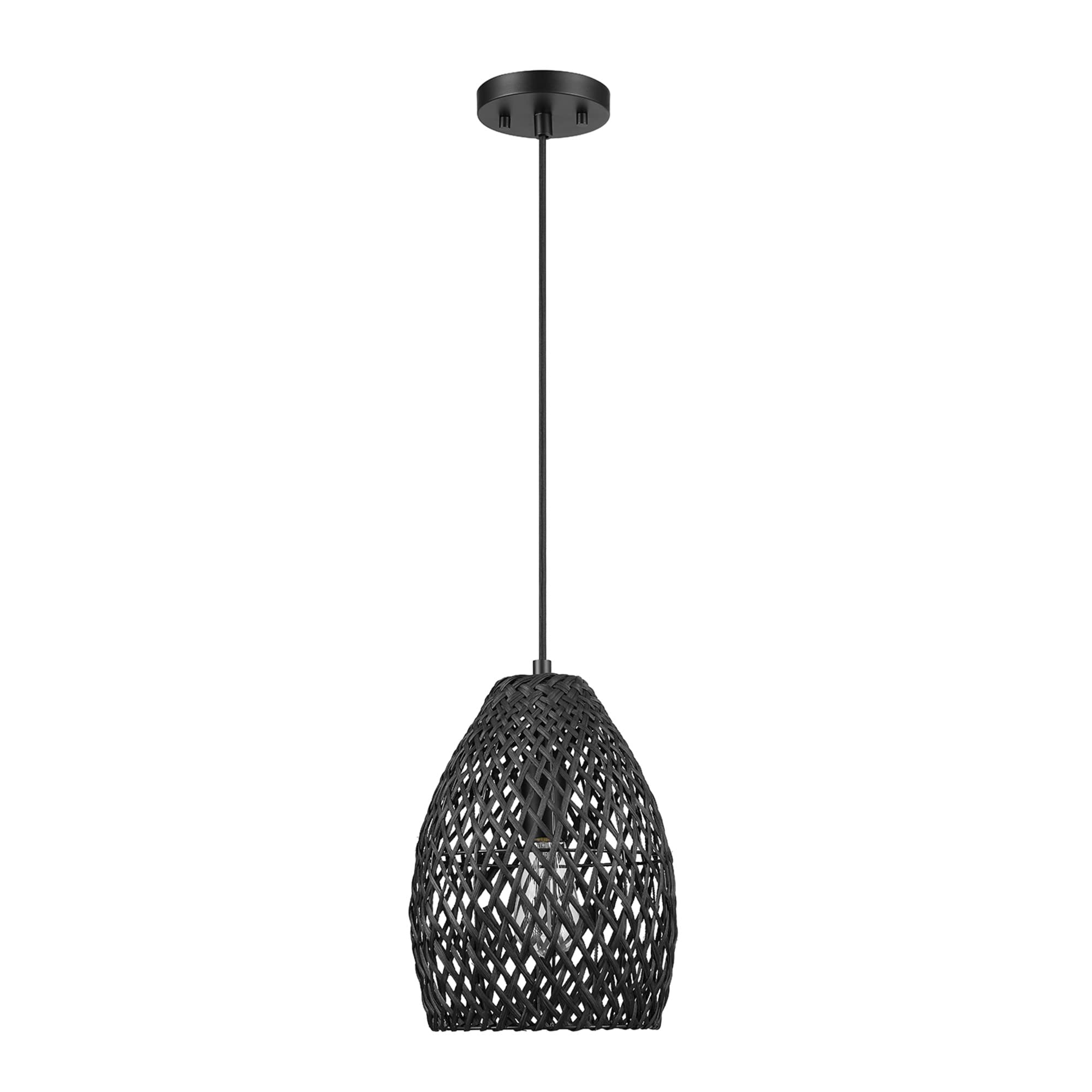 Globe Electric 65702 Kora 1-Light Pendant Lighting, Matte Black, Twine ...