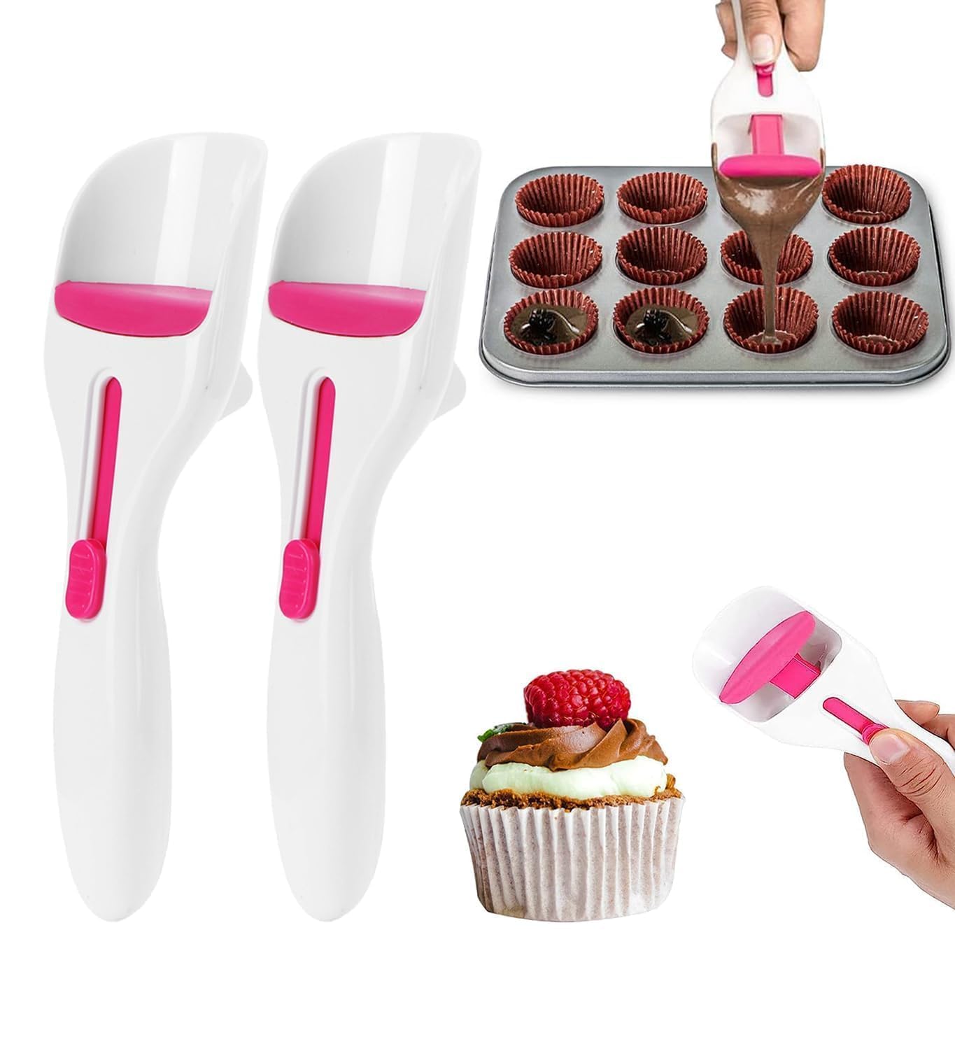 Amazon.com: 2PCS Cupcake Batter Scoop, Pancake Batter Dispenser ...