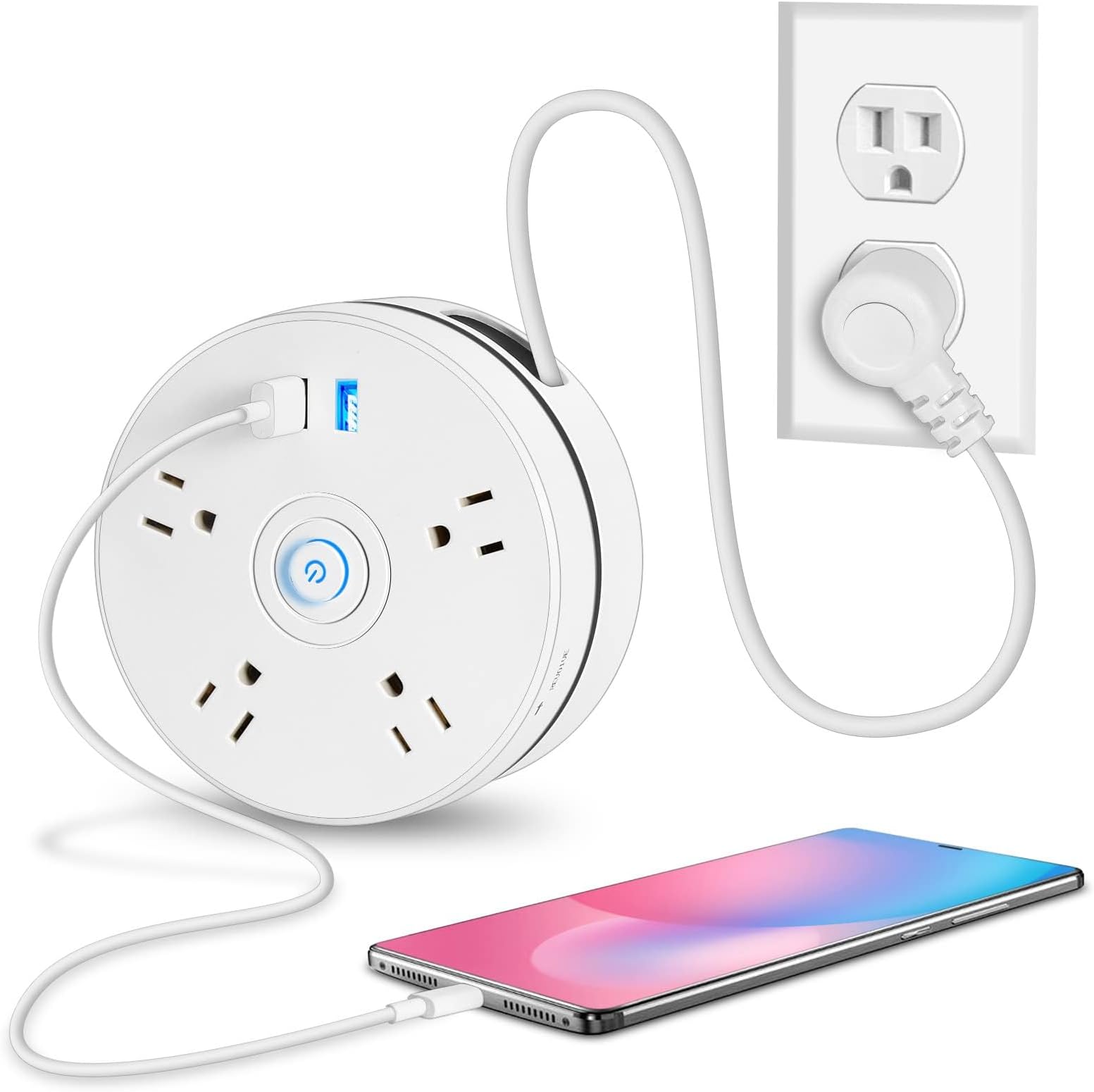 Amazon.com: Retractable Extension Cord Power Strip: 6ft Extension Cord ...