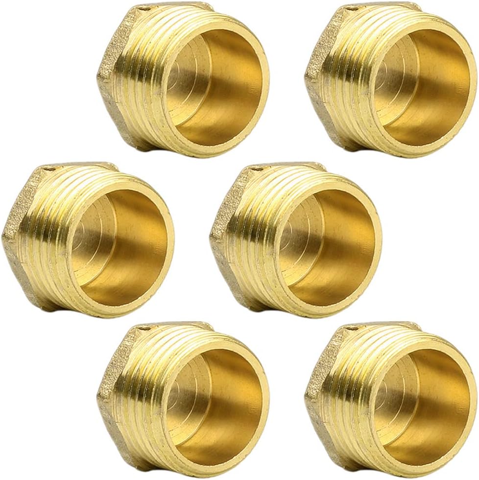 6 Pcs Brass Pipe Hex Head Plug Fittings 1/2" BSP Male 1/2" NPT Male ...