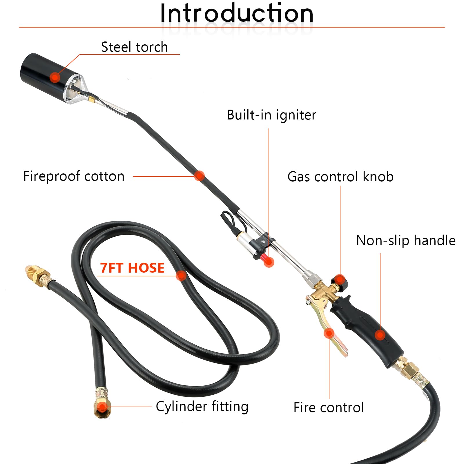 Snapklik.com : DASBET Propane Torch Weed Burner Kit High Output 340,000 ...