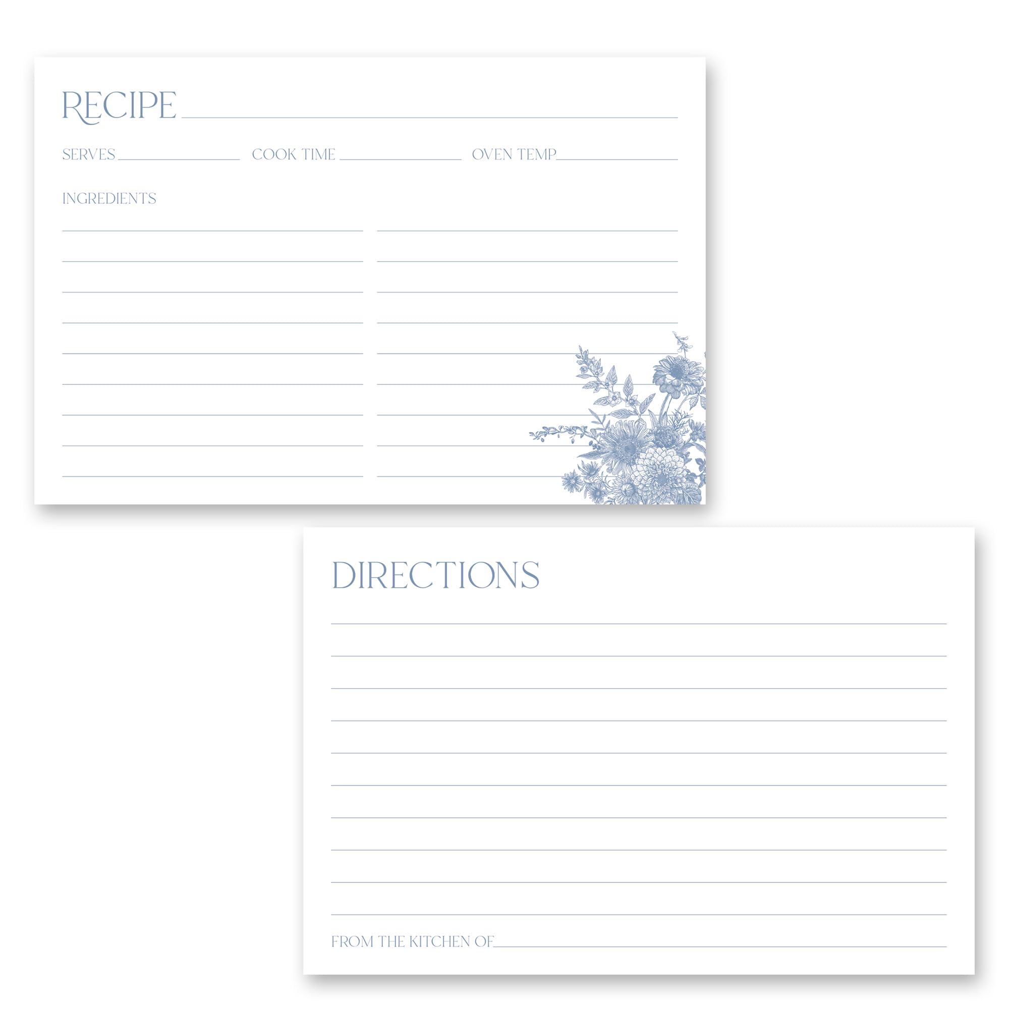 Amazon.com: InvitationHouse Blue Vintage Floral Recipe Cards - Set of ...