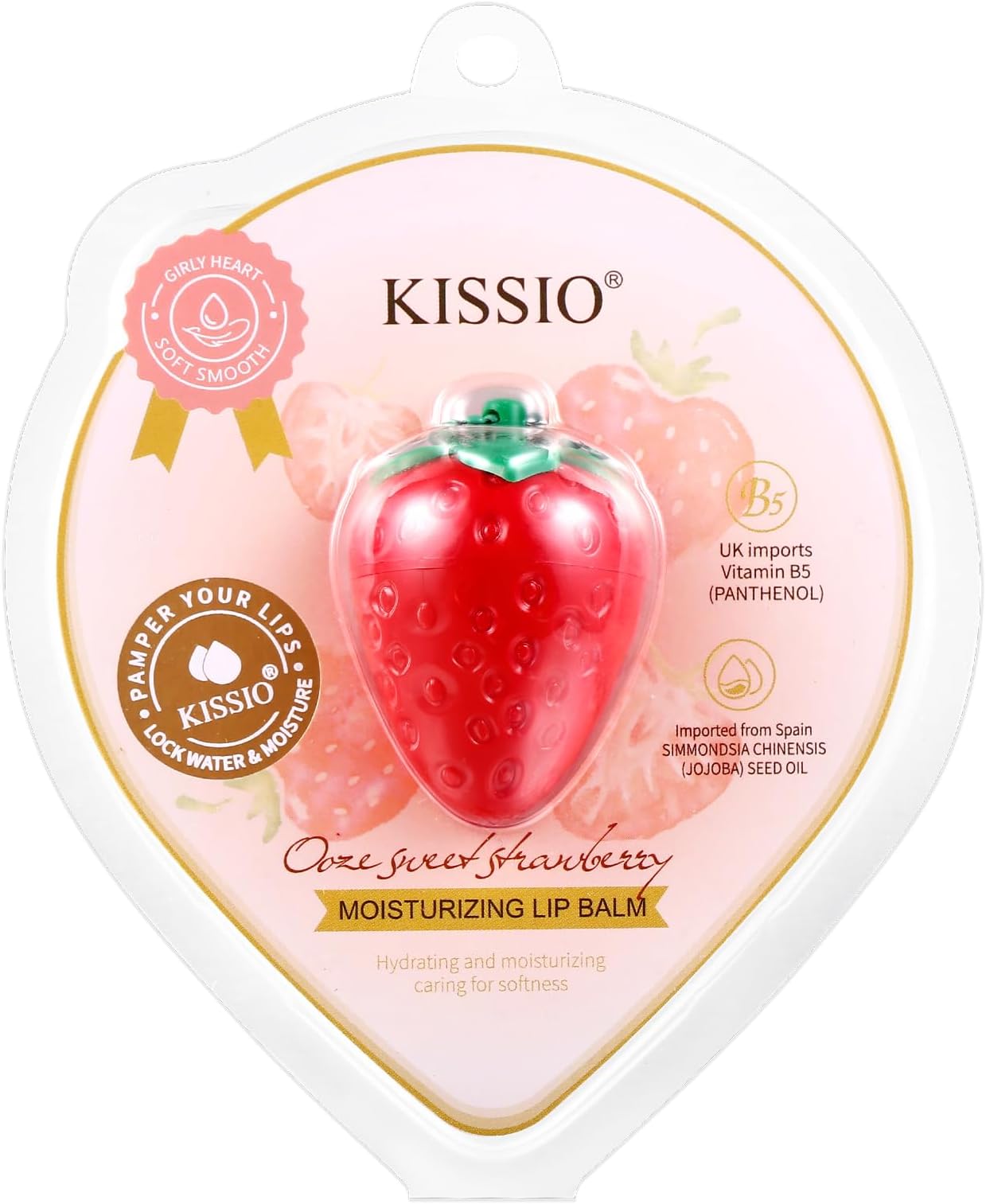 Amazon.com : KISSIO Lip Balm,Strawberry Lip Balm,Lip Care with B5 ...