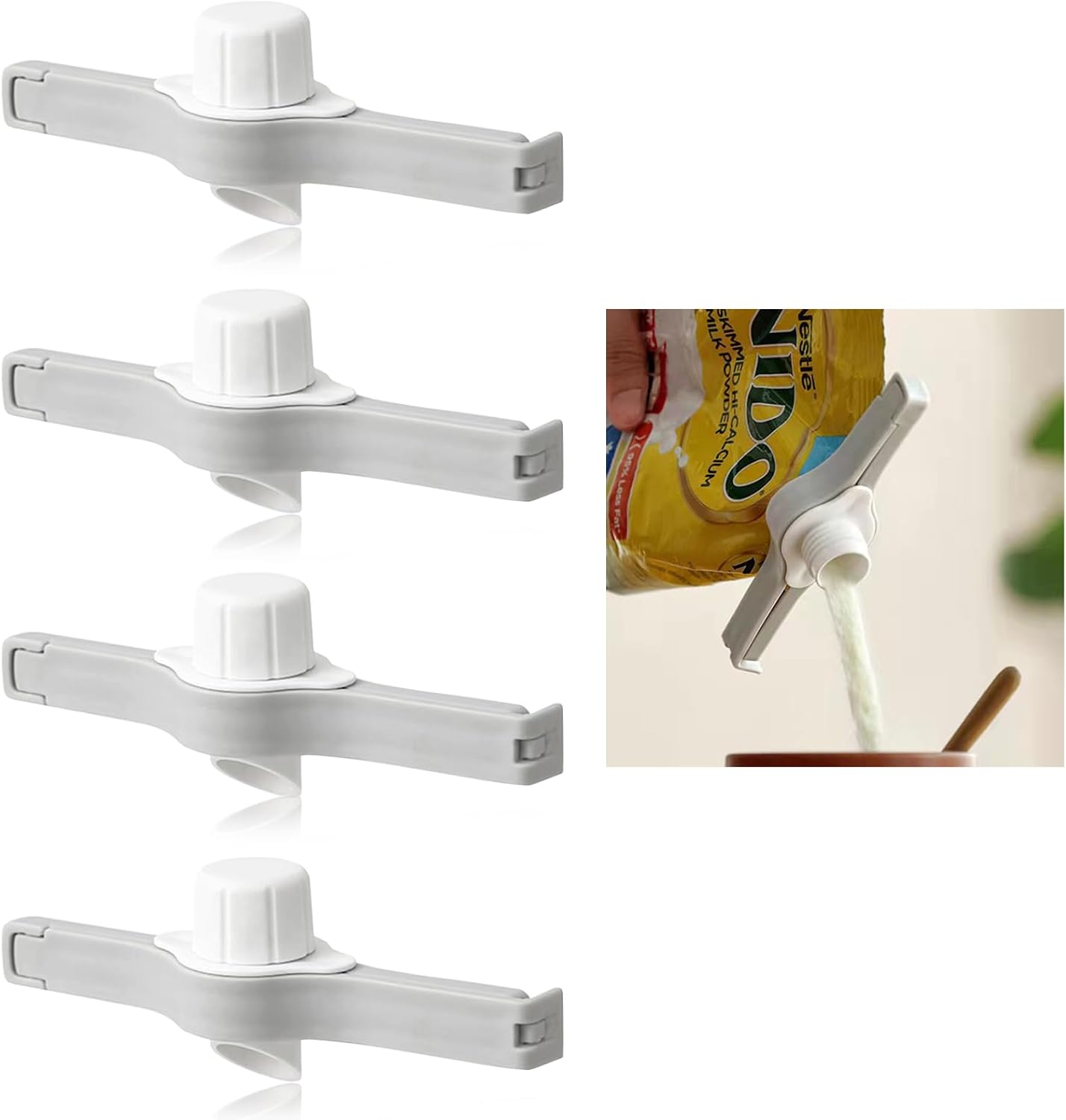 Food Bag Sealer with Lid, Plastic Sealing Clips for Powder Food Storage ...