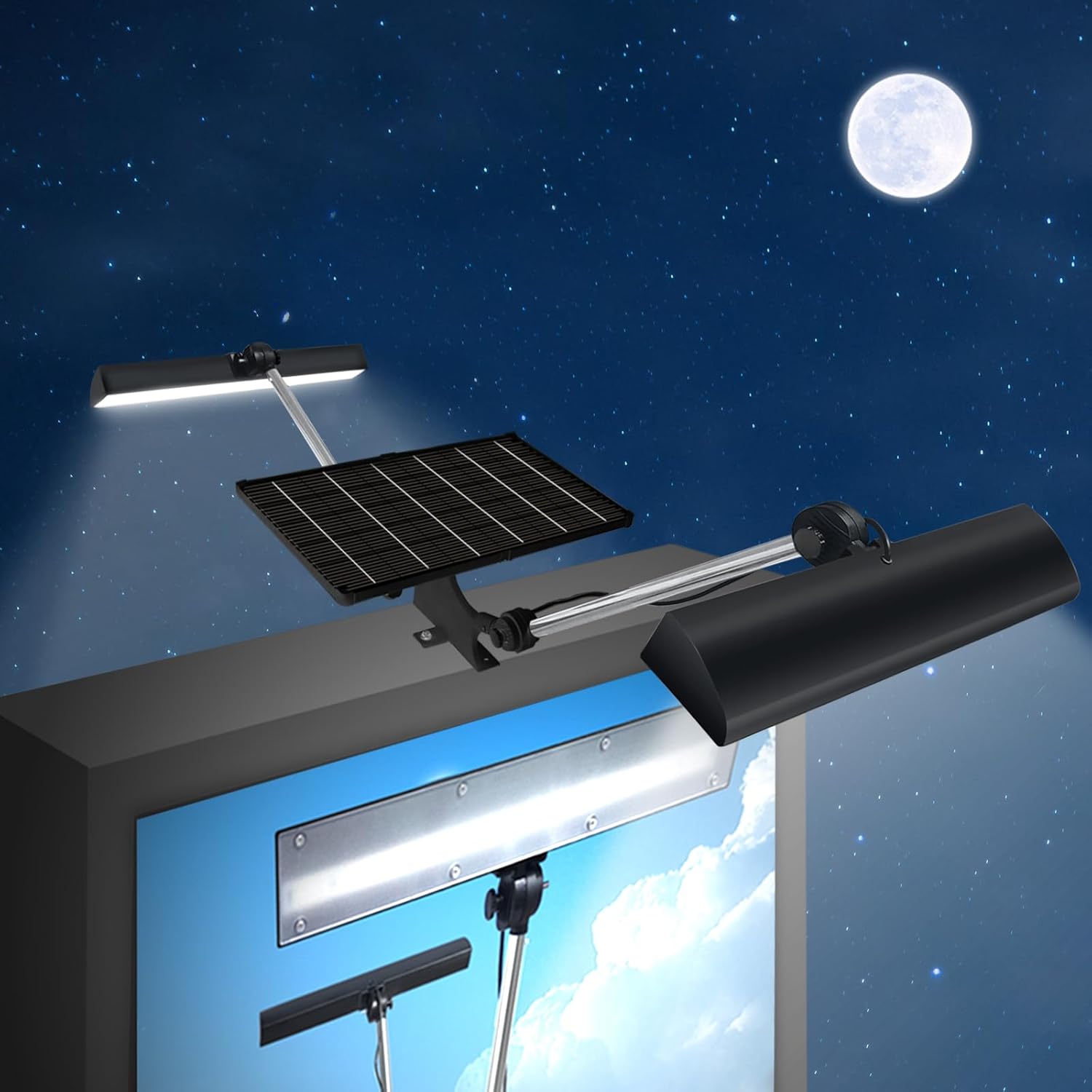 Outdoor Solar Sign Light, 420 LEDs, 5200 Lumens, 12000 mAh, IP65 ...