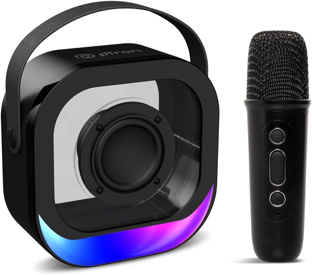 Portronics Dash 3 16W Bluetooth Speaker with Wireless Karaoke Mic, 5 Hours Playtime, Multicolor ...