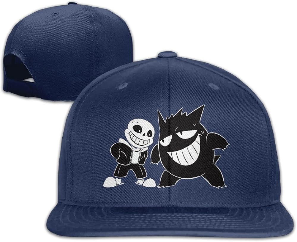 Adult Undertale Sans And Gengar Baseball Flat Hats One Size Navy ...