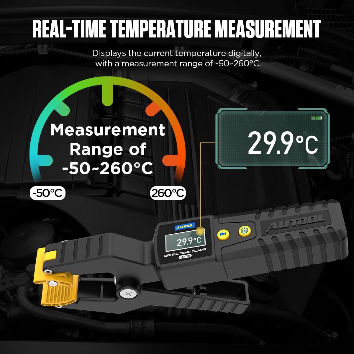 AUTOOL Digital Thermometer HVAC,Pipe Clamp Thermometer for Heating and ...