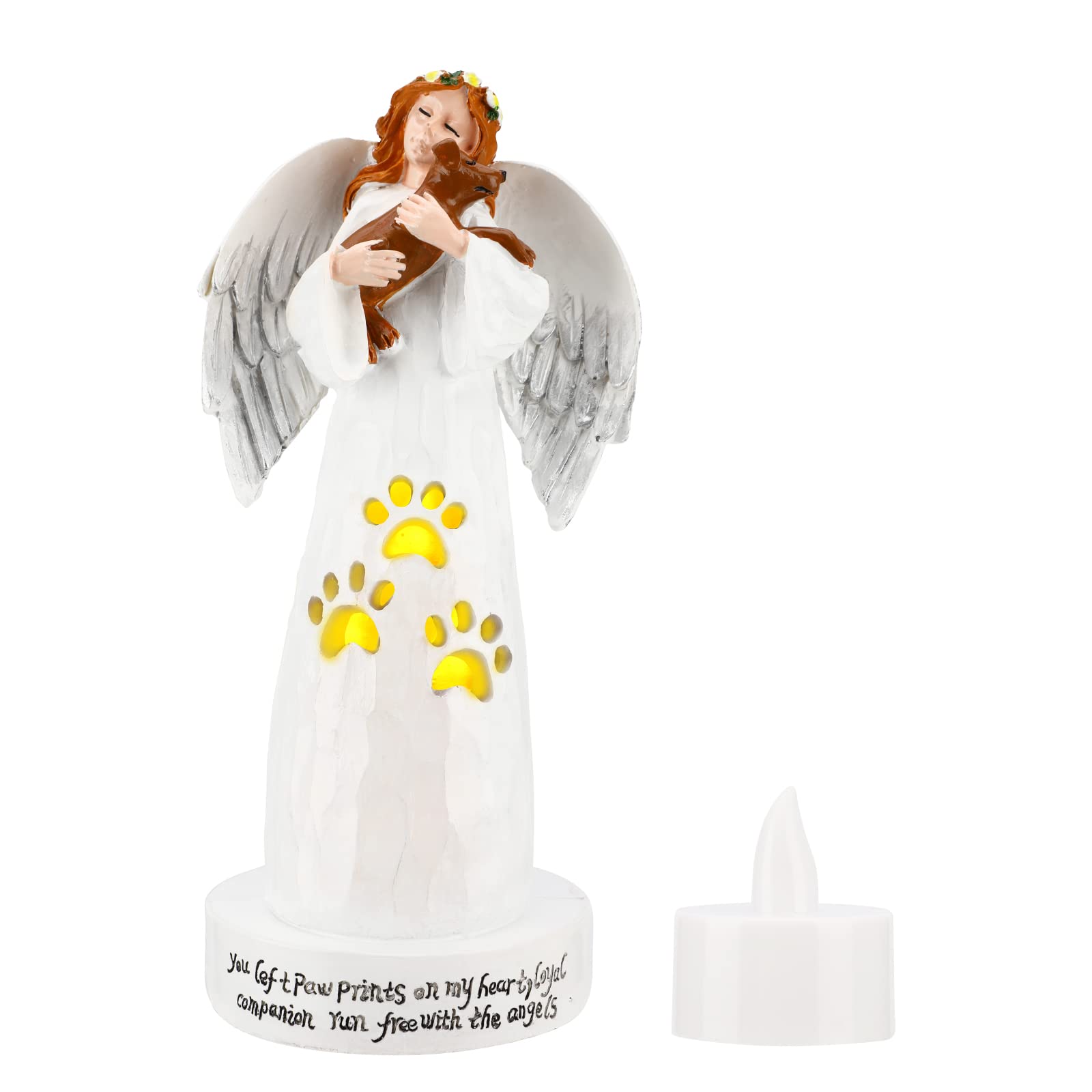 Augot Dog Angel Statue, Resin Dog Memorial Gifts, Hand-Painted Dog ...