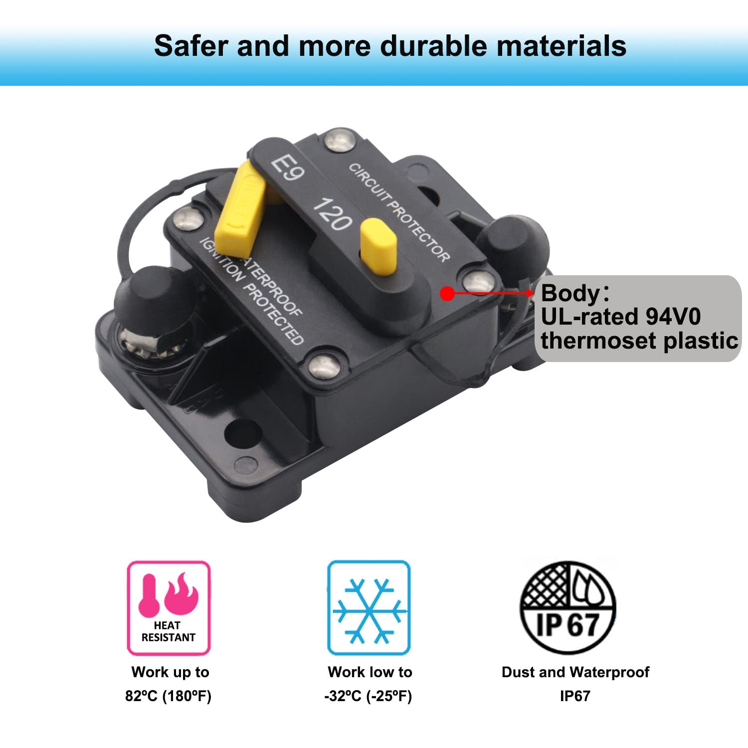 Snapklik.com : Gloaso 120 Amp 12 Volt Manual Reset Circuit Breaker ...