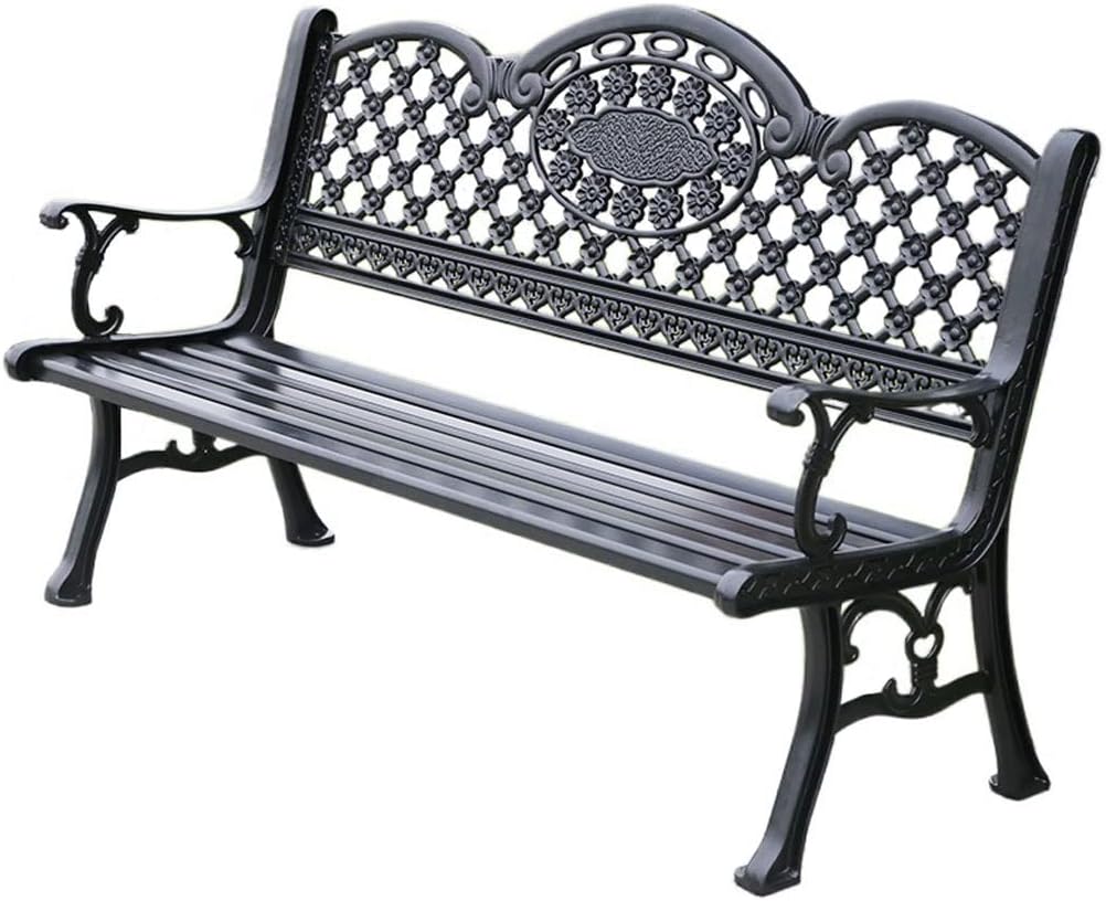 Amazon.com : HIHELO Cast Aluminum Park Chair Outdoor Bench Double Sofa ...