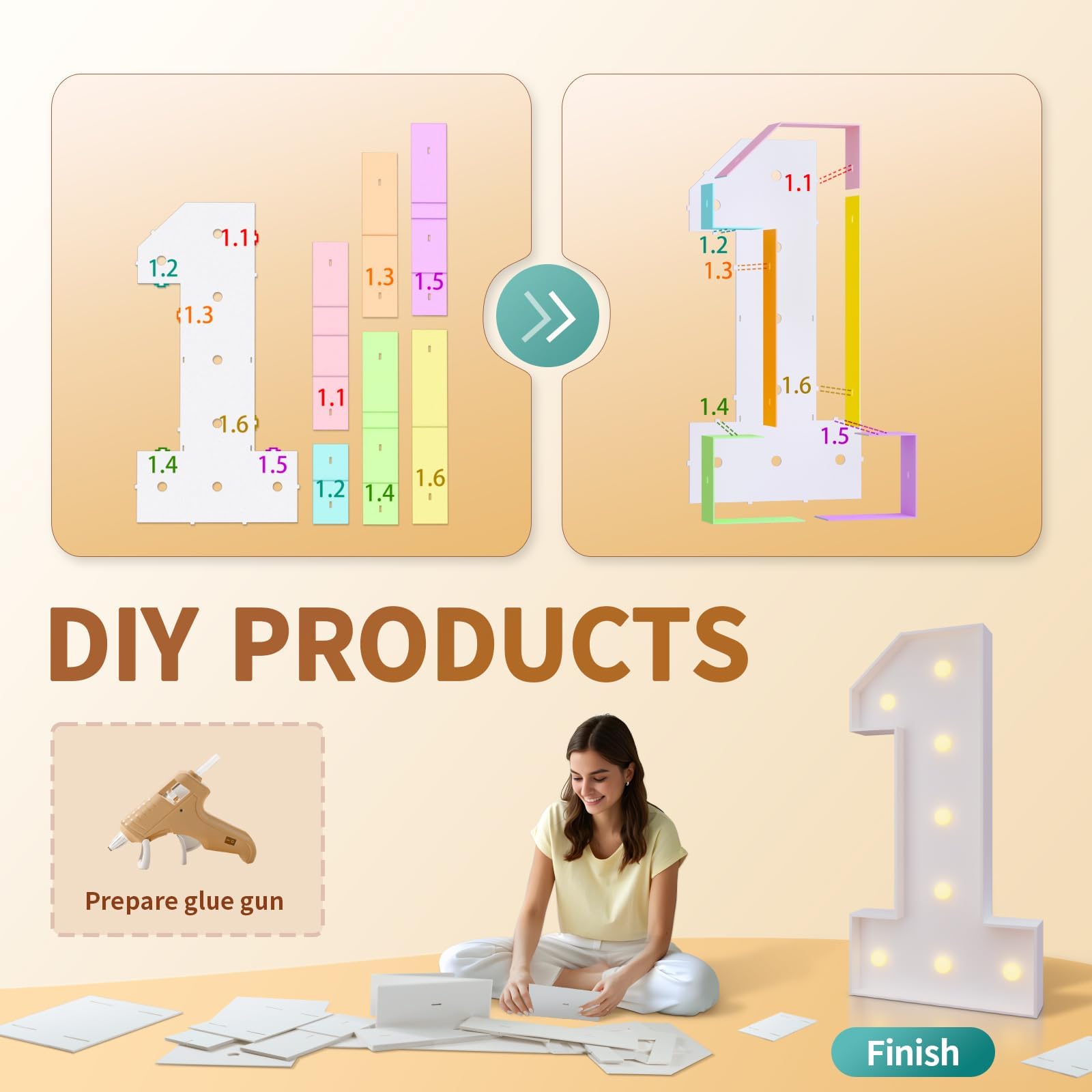 Snapklik.com : Imprsv 3FT Light Up Numbers, Marquee Numbers 8 For ...