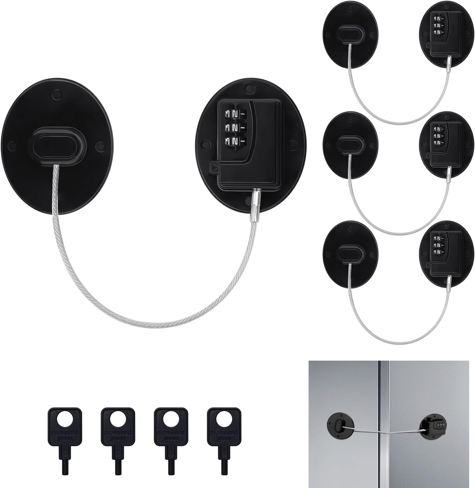 Amazon.com: 6 Pcs Cabinet Locks with Combination Fridge Lock Combo ...