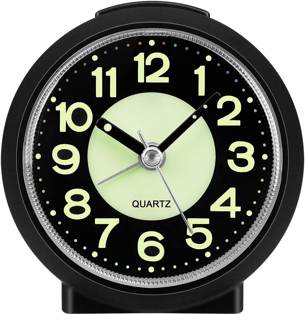 Jcobay Analogue Alarm Clock Simple Alarm Clocks Bedside Non Ticking ...