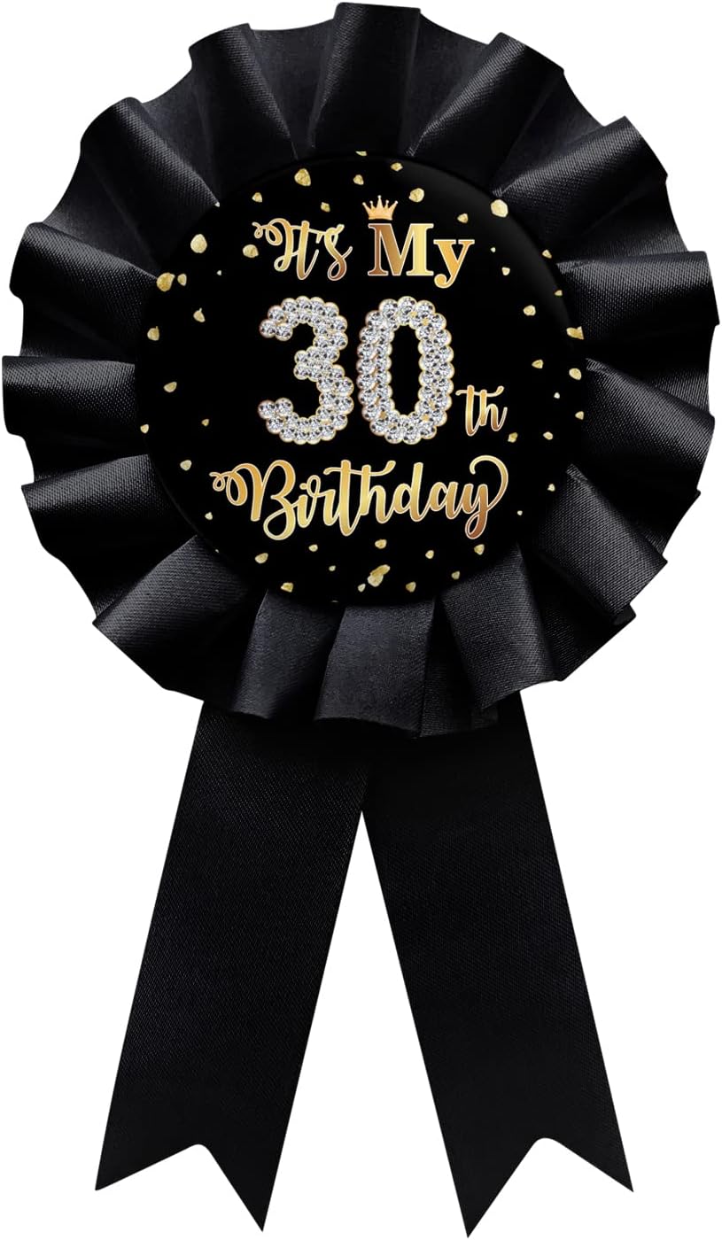 Amazon.com: Black It's My 30th Birthday Tinplate Badge Pin, Happy 30th ...