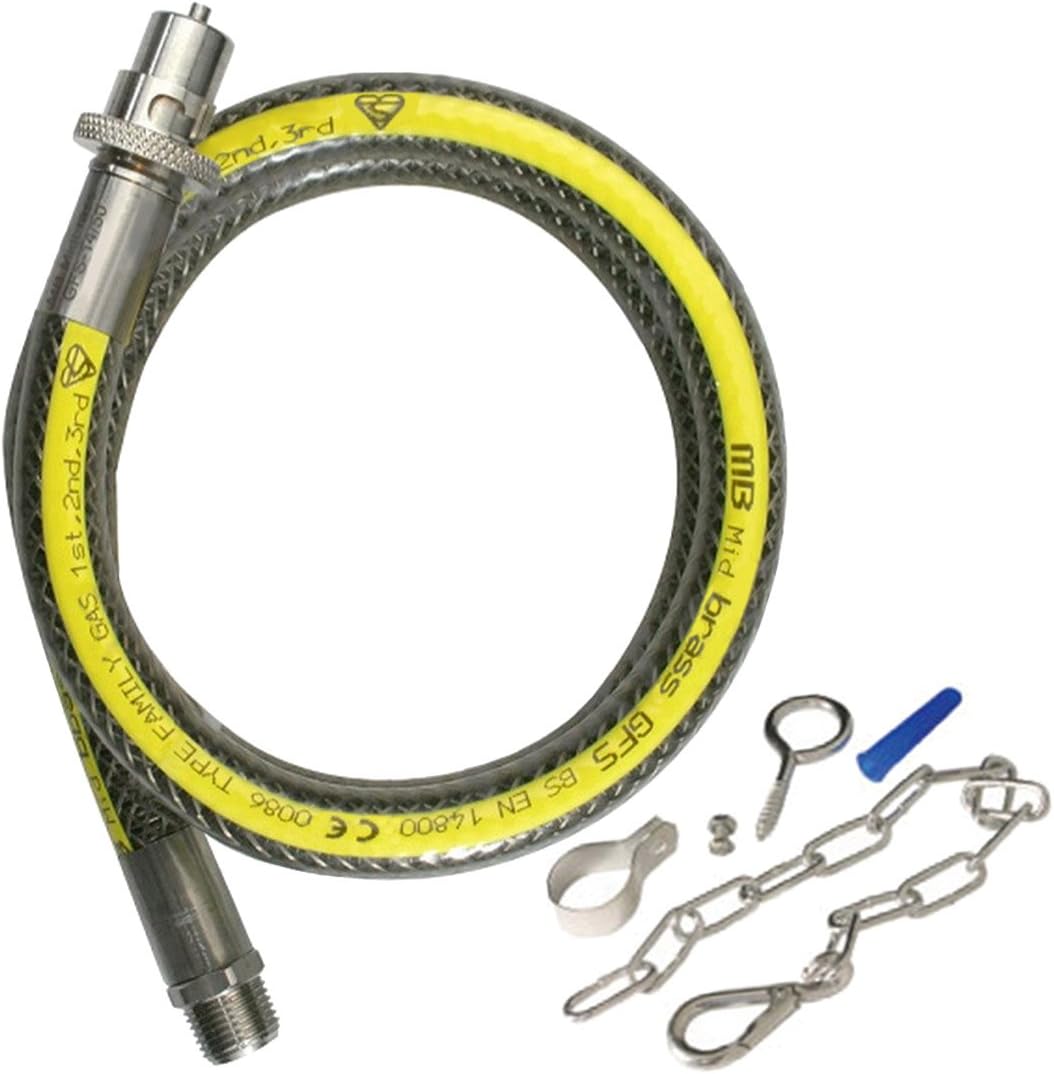 SPARES2GO Universal Oven Cooker Gas Supply Hose Pipe + Safety Chain ...
