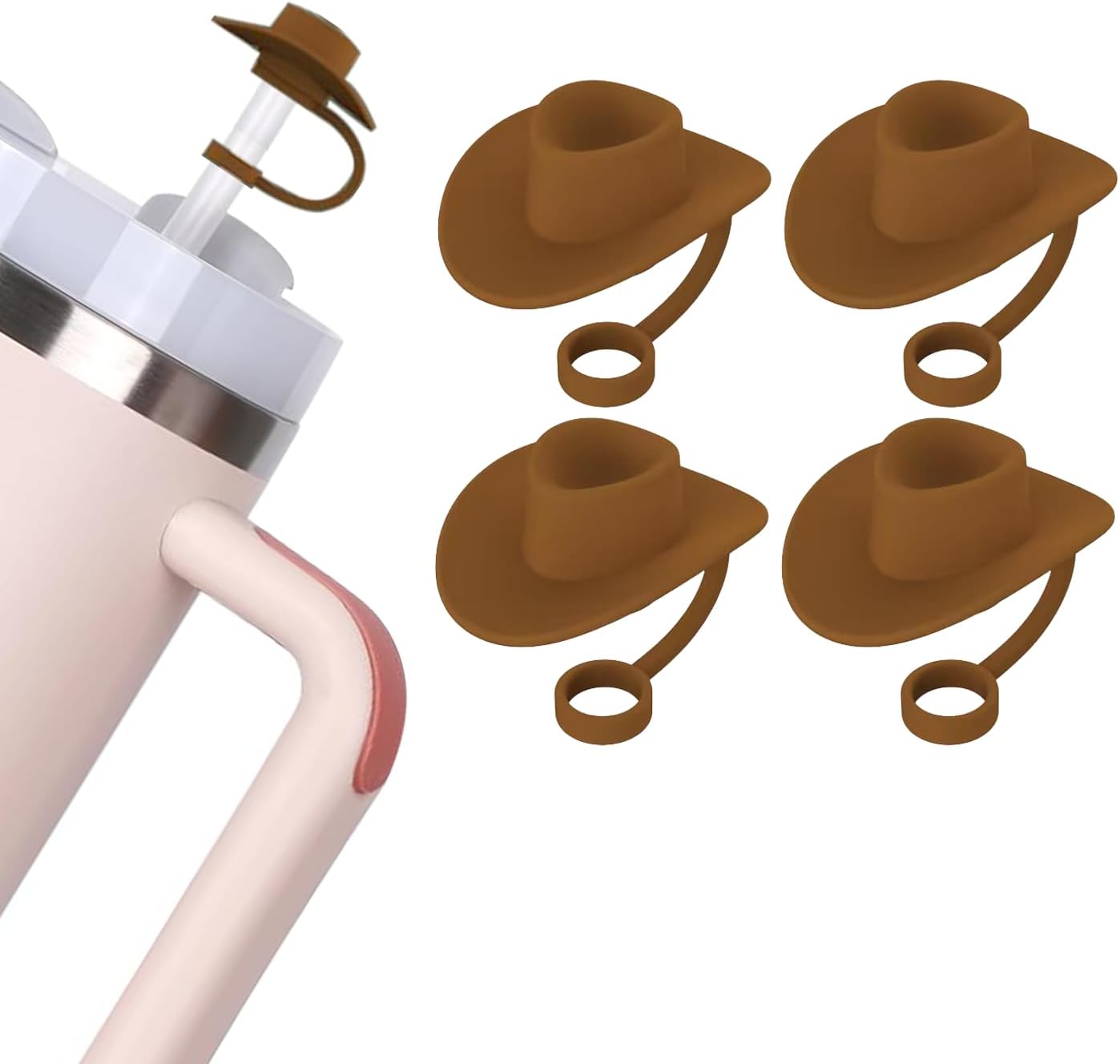 Amazon.com: Silicone black cowboy hat Straw CapToppers for Stanley Cups ...