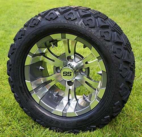 Amazon.com: 12" RALLY Gunmetal Golf Cart Wheels and 20x10-12 DOT All ...