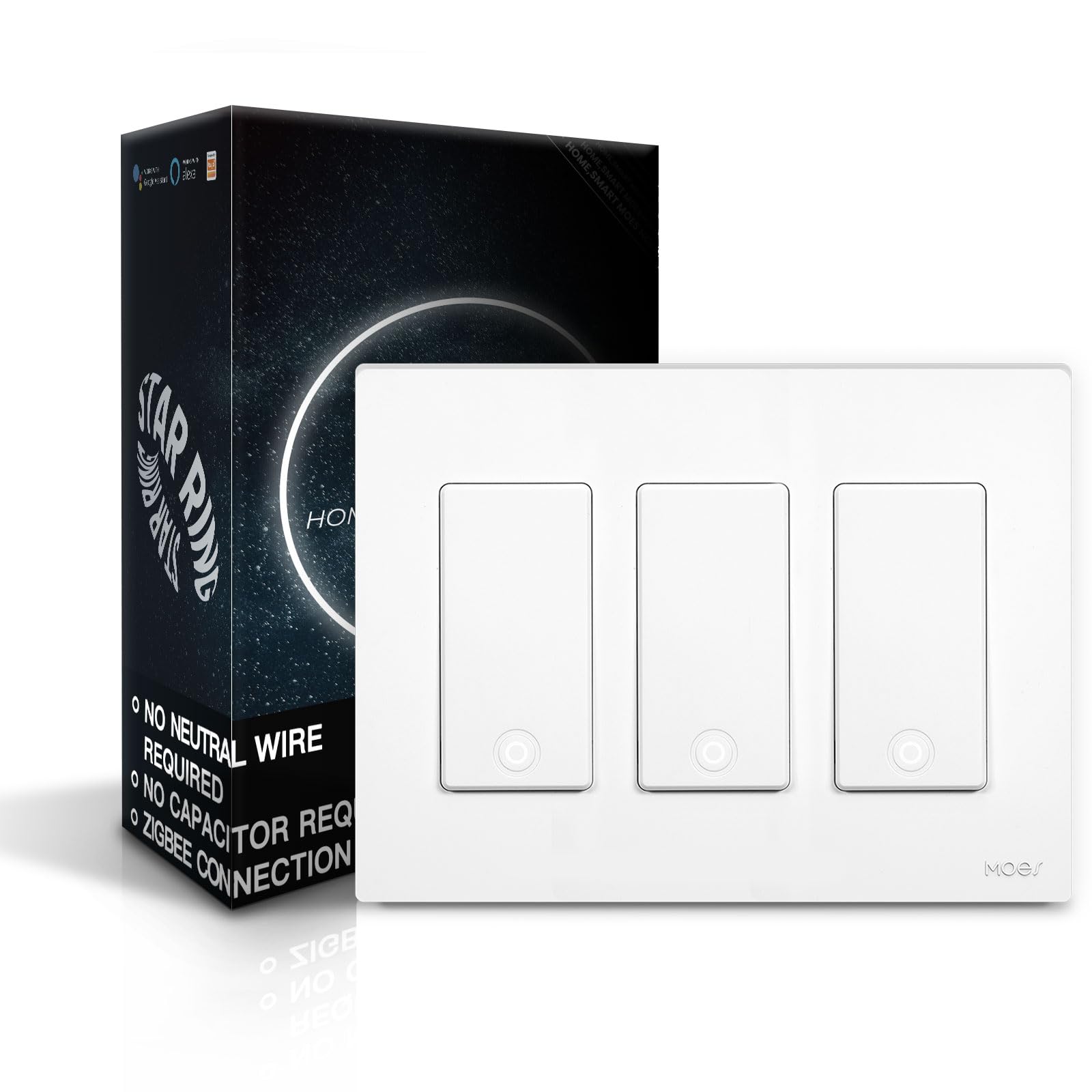 Snapklik.com : MOES Zigbee Smart Switch 3 Gang, No Neutral Wire ...