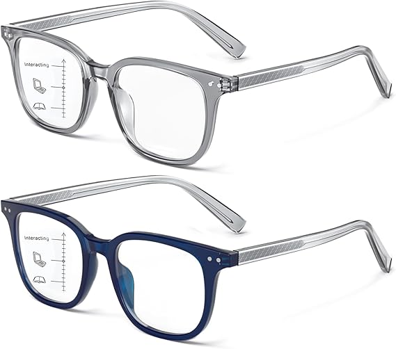 Amazon.com: Missfive 2-Pack Progressive Multifocus Reading Glasses for ...