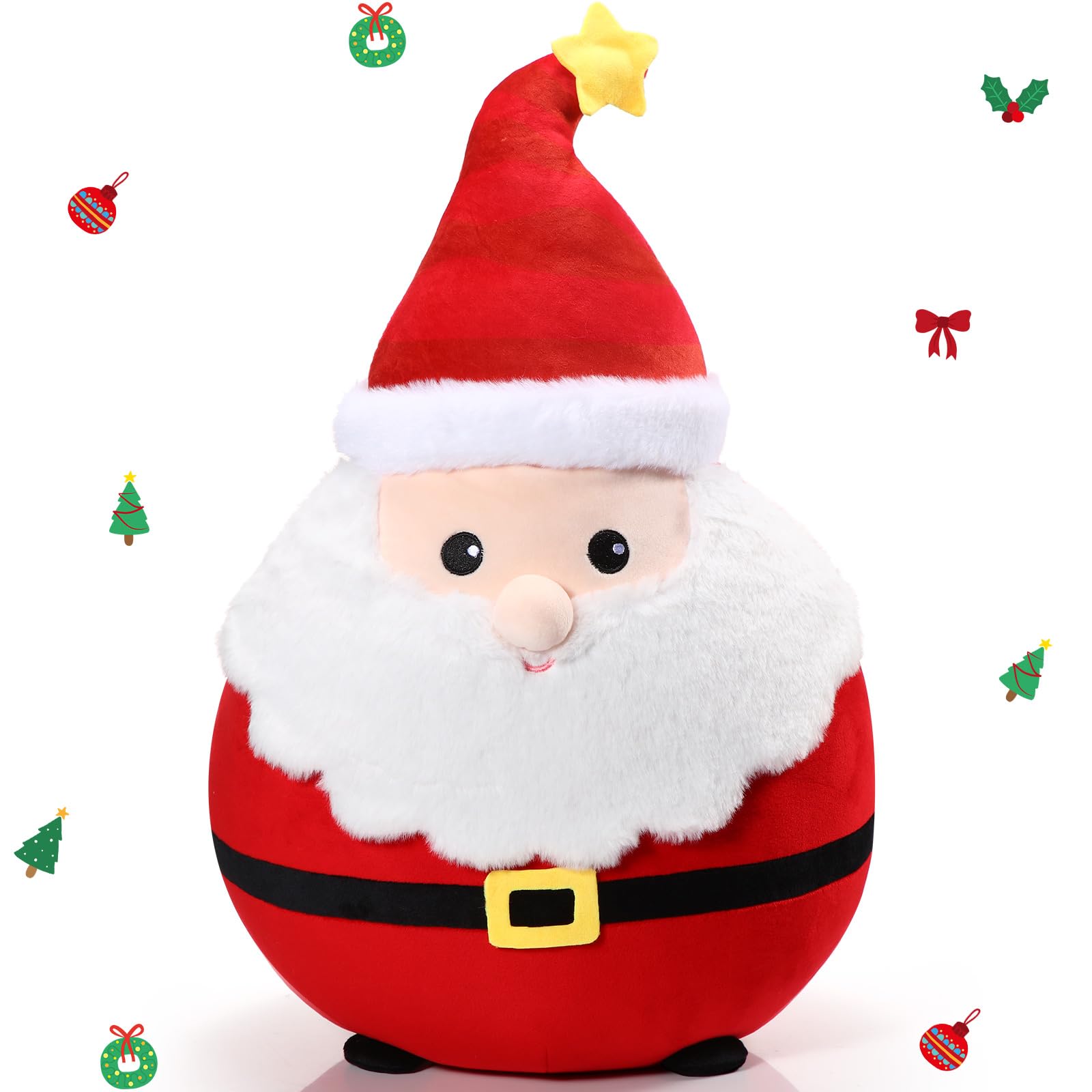 Amazon.com: Huwena 14 Inch Christmas Santa Plush Throw Pillow Gifts ...