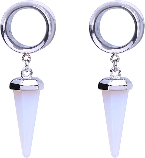 Amazon.com: WBRWP 2pcs Stainless Steel Silver Ear Plugs and Tunnels ...