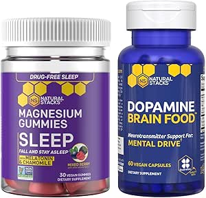 Amazon.com: NATURAL STACKS Dopamine Brain Food + Sleep Magnesium Gummies Bundle - Supports ...