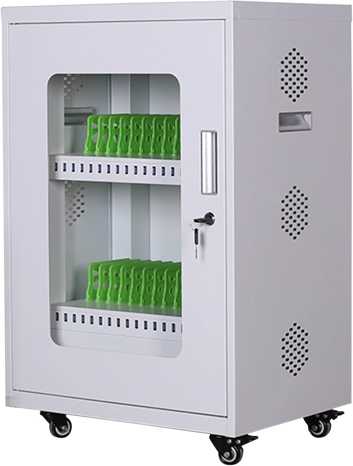 Fully Assembled 30 Bay Mobile Charging And Storage Cart For Chromebook ...