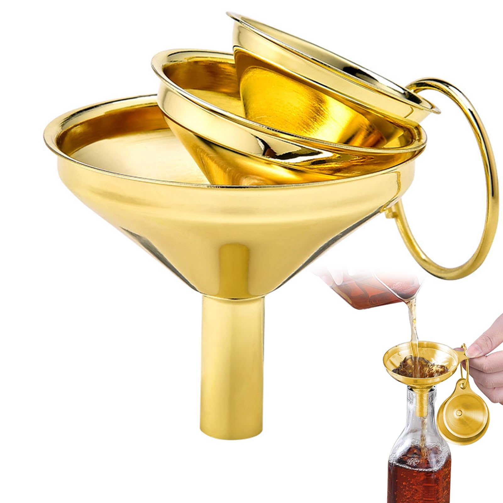 Amazon.com: Small Funnels, 3 Pack Metal Stainless Steel Funnel, Kitchen ...