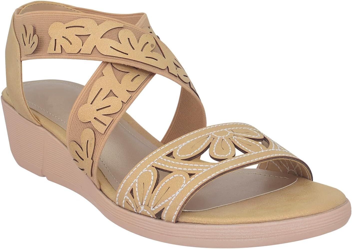 Amazon.com | Impo Rainey Laser Stretch Elastic Sandal, Latte, 6.5 | Flats