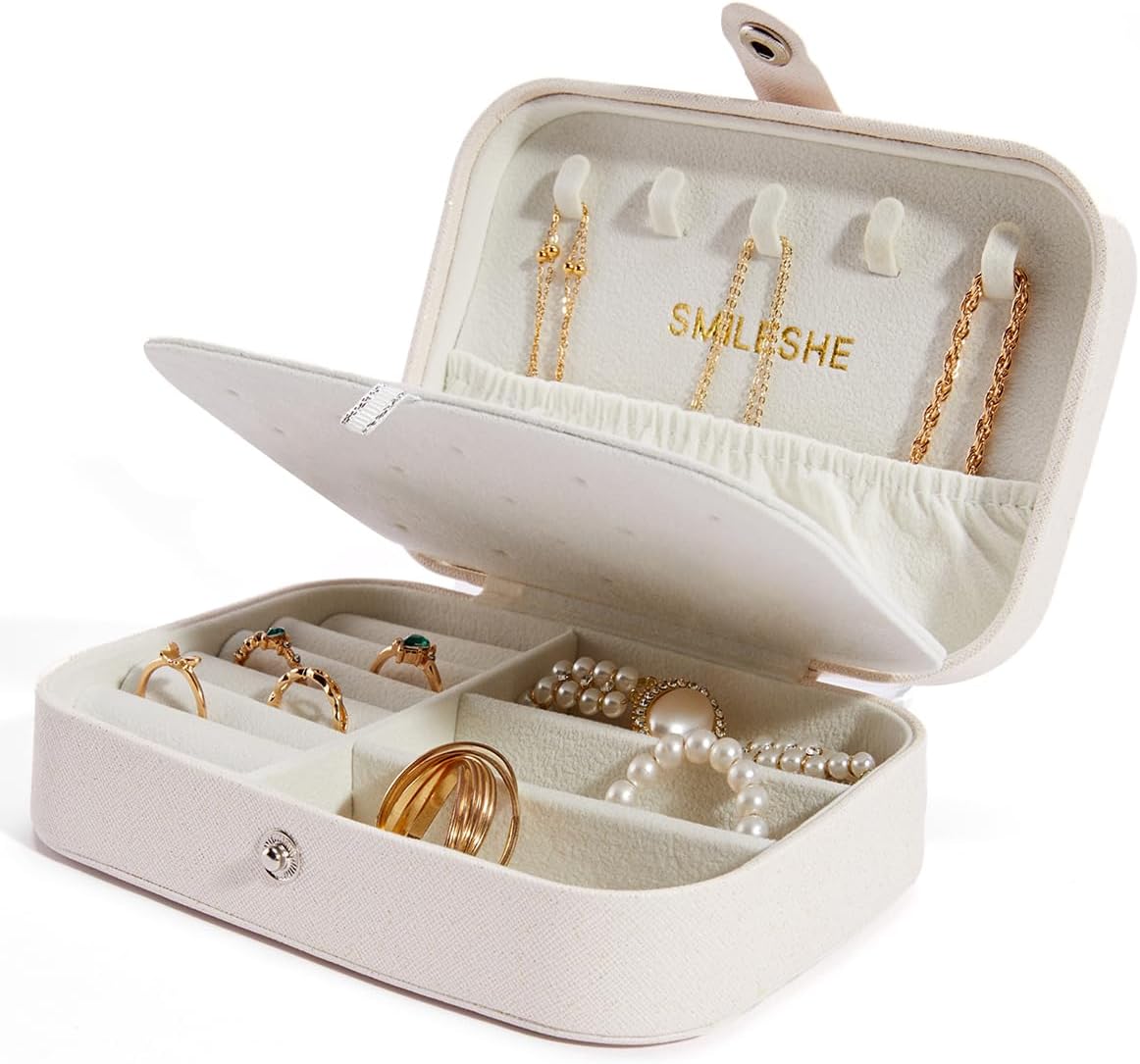 Amazon.com: Travel Jewelry Box, PU Leather Small Jewelry Organizer for ...