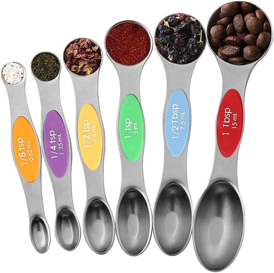 Measuring Spoons Sets, Set of 6 Mixed Colors, Magnetic Stainless Steel ...