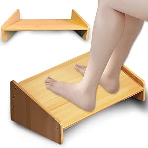 Adjustable Wooden Foot Rest Under Desk, Office Ergonomic Footrest ...