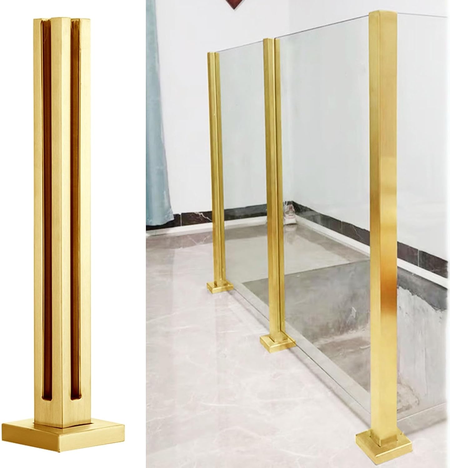 Amazon.com: Gold Glass Railing Post 24 Inch - 47 Inch, Brushed Square ...