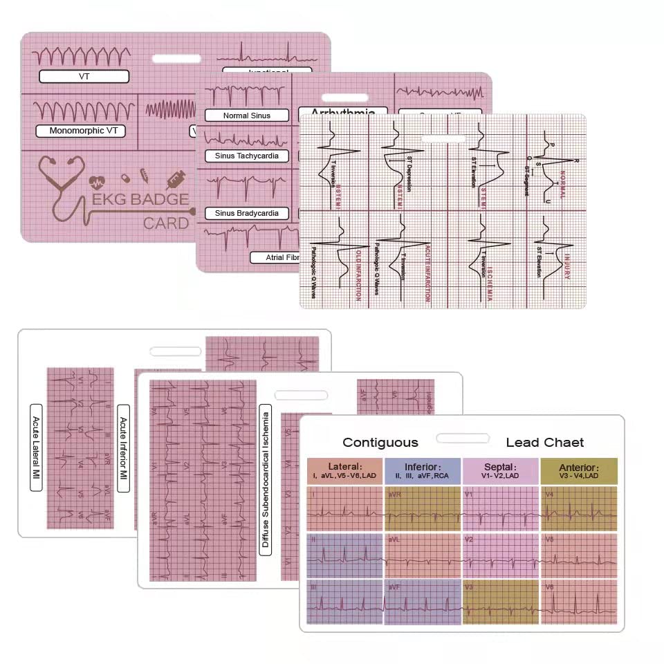 Buy New Bigger Size EKG Badge Cards, Nurse EKG Leads Badge Nursing ECG ...