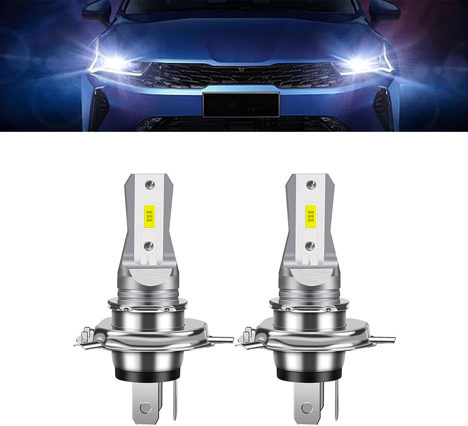 Amazon.com: Yumfugu 2 PCS H4 Car LED Fog Light Bulb, 1800LM 6000K Alloy ...