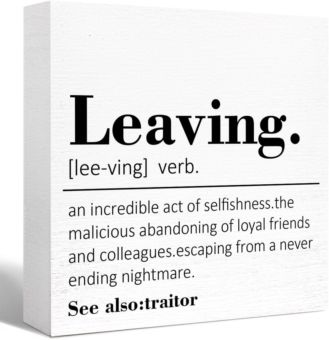 Amazon.com: Leaving Gifts for Women Men,Leaving Definition Wooden Block ...