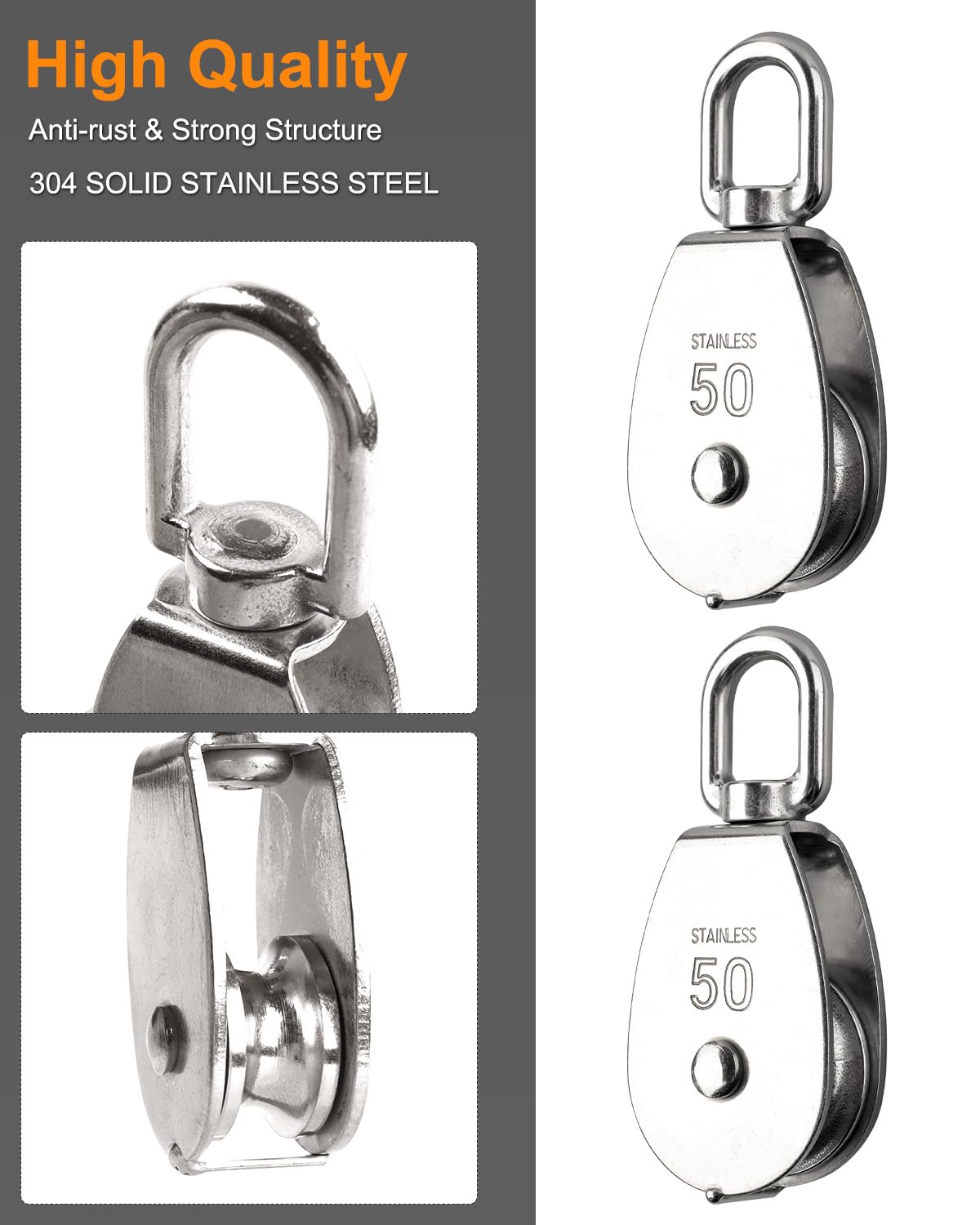 Snapklik.com : SHITIME 10 Pcs M50 Single Pulley Block