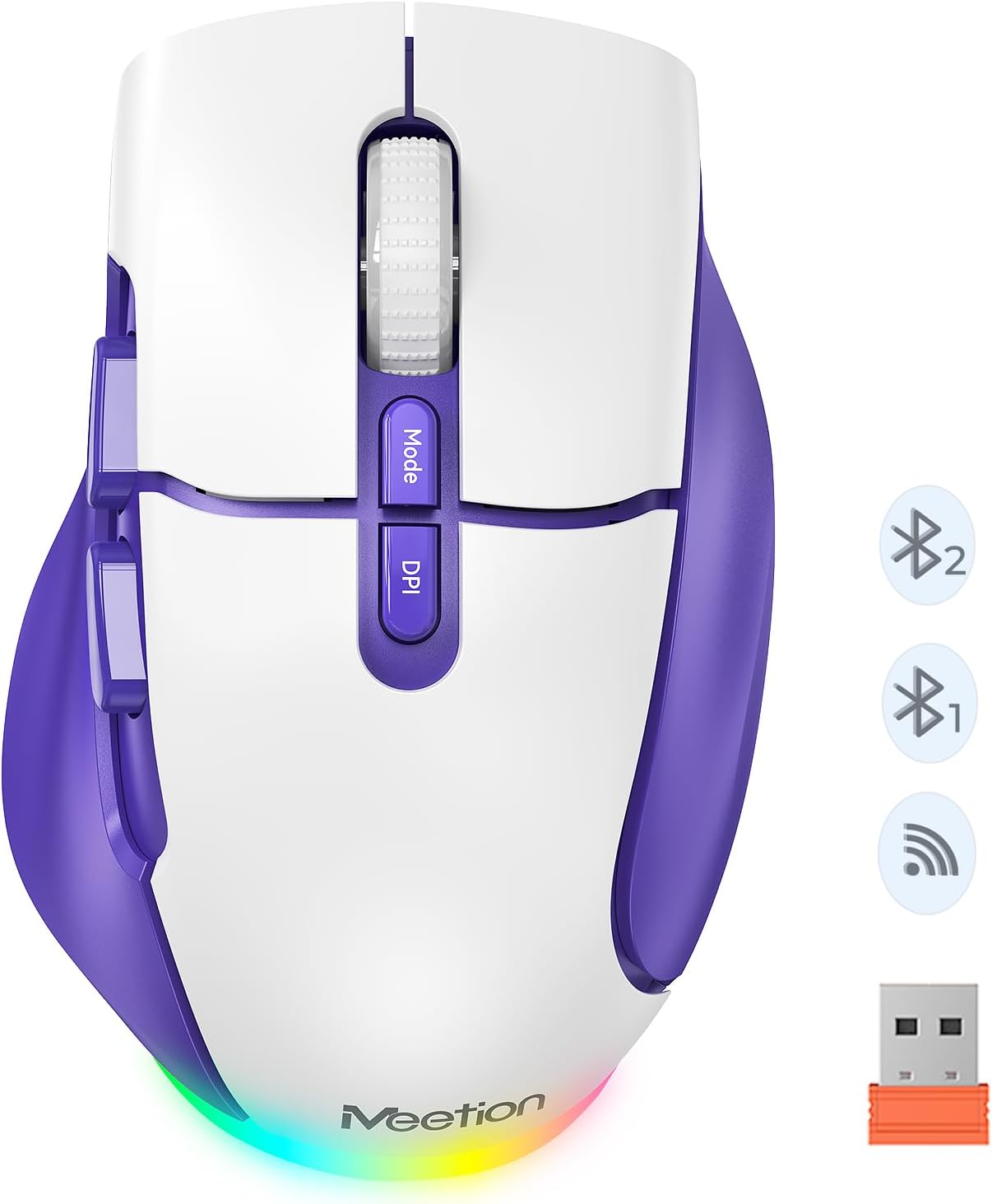 Amazon.com: MEETION Wireless Mouse for Laptop, USB and Bluetooth ...