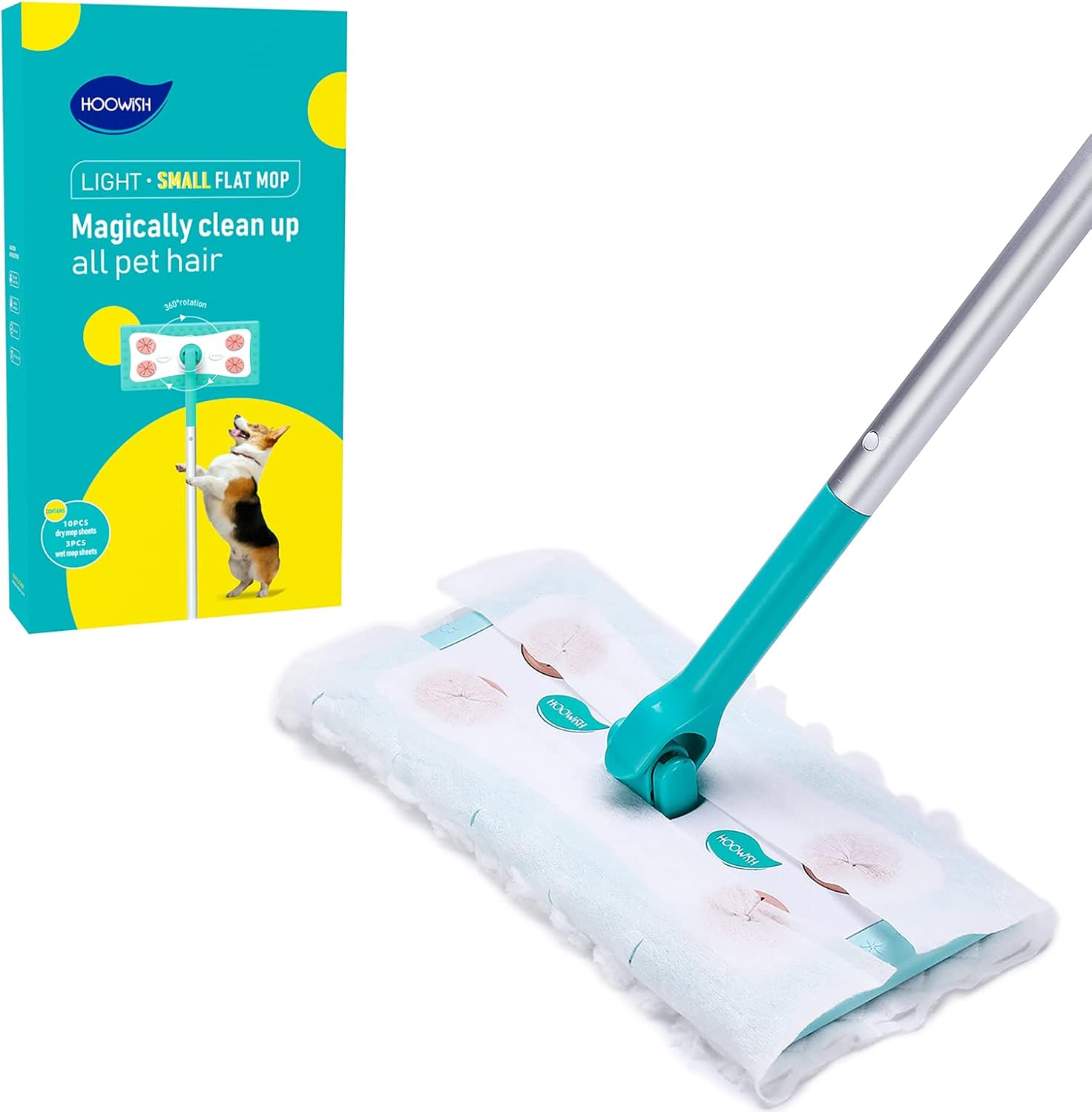 HOOWISH Kit de mopa plana pequeña: iniciador de limpieza y barredora ...