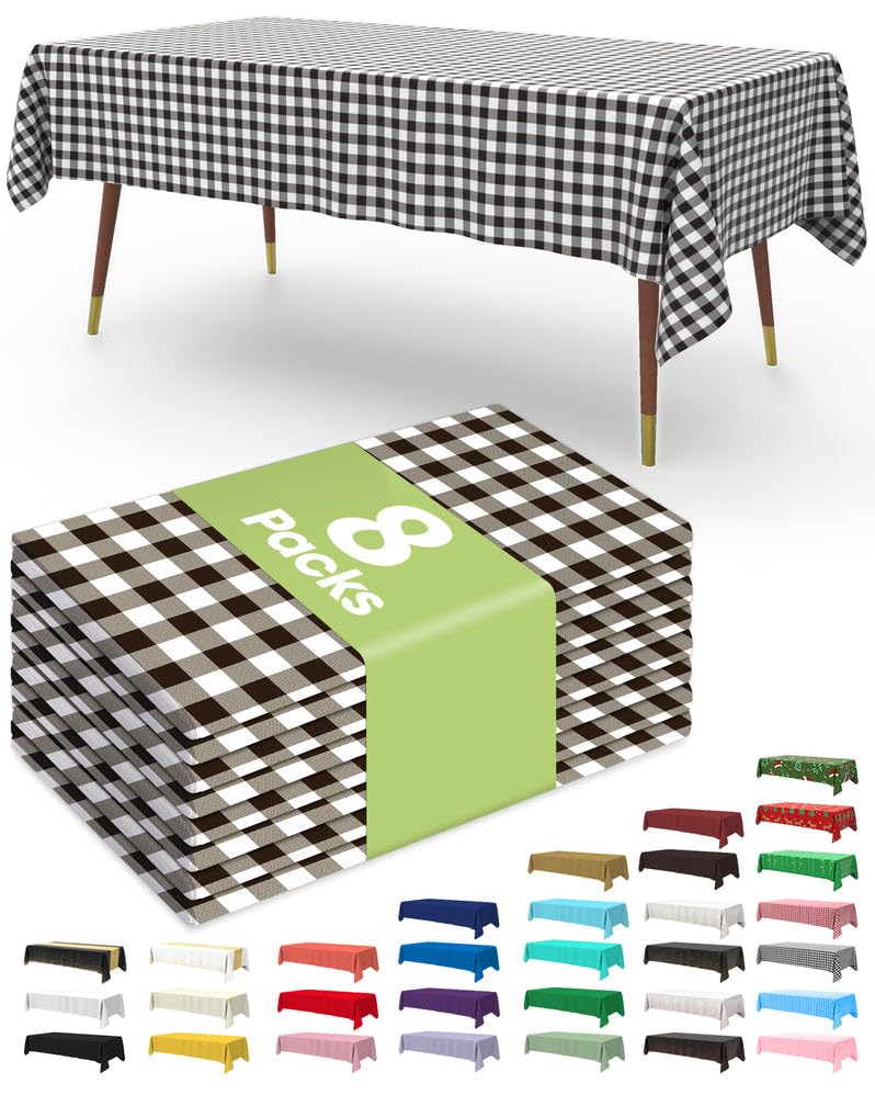 Amazon.com: Pureegg Plastic Table Cloth Disposable - 8 Packs, Table ...