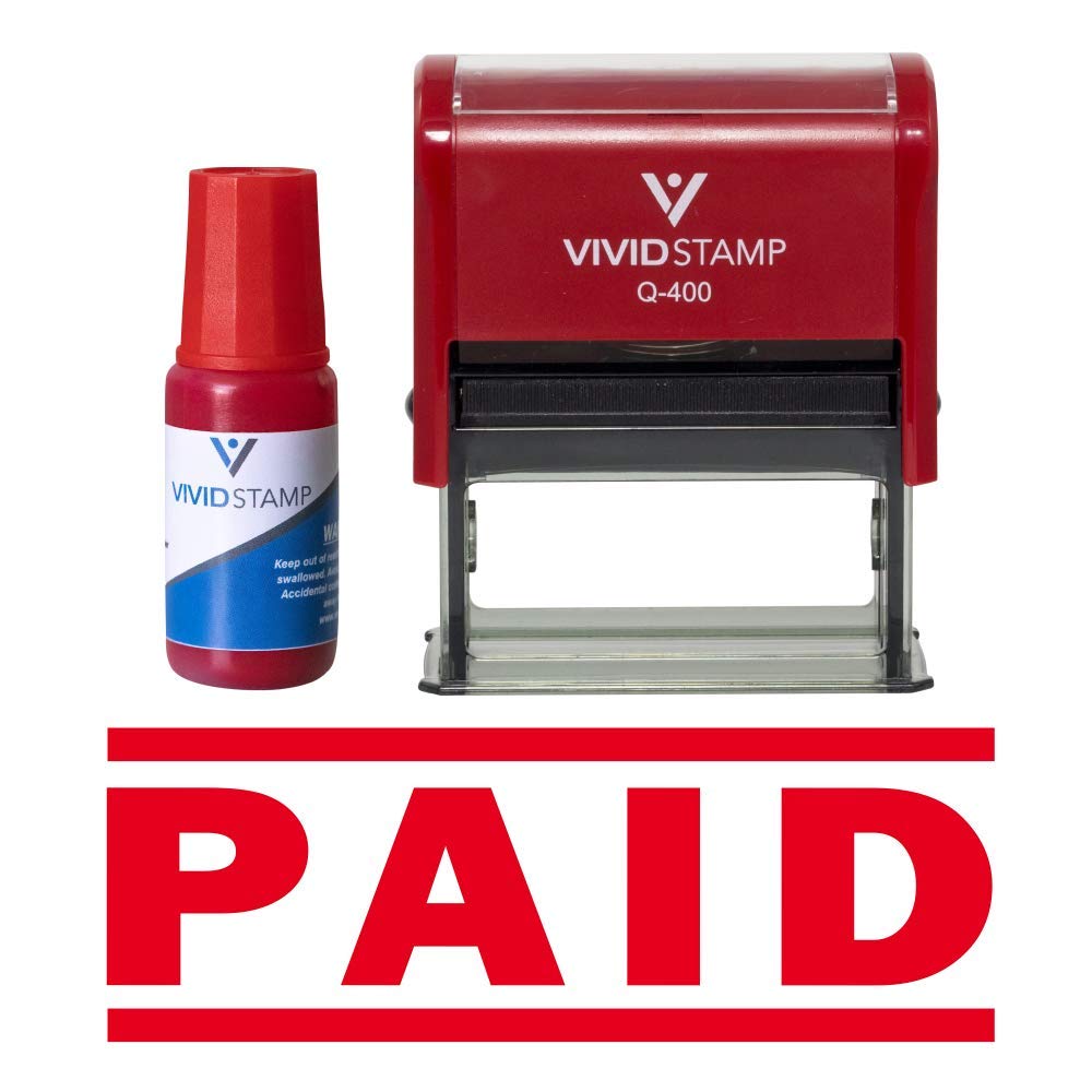 Amazon.com : Paid Self Inking Rubber Stamp Combo with Refill (Red Ink ...