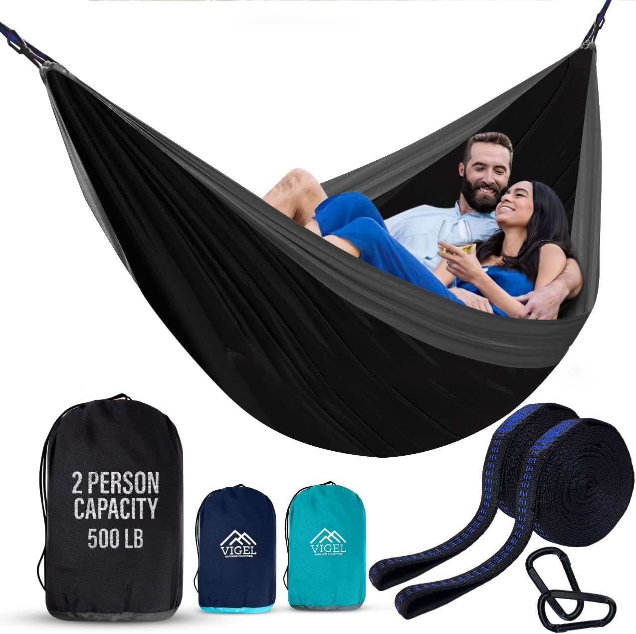 Amazon.com : Vigel Camping Hammock - XL Double Hammock 500 Lb Capacity ...