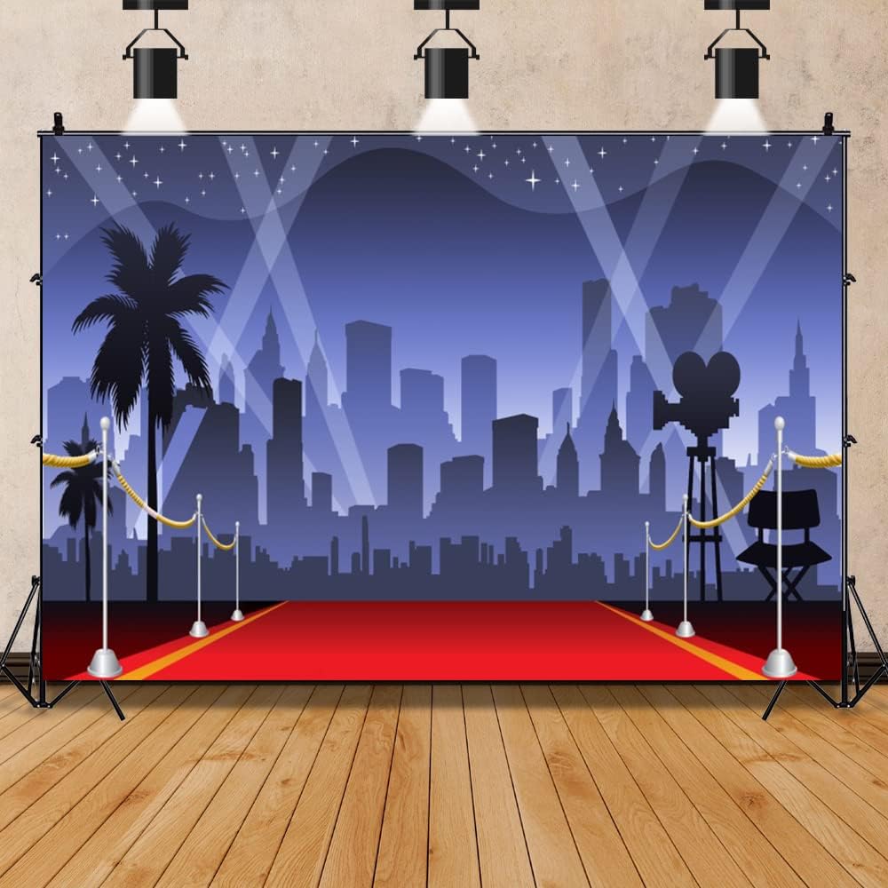 Amazon.com : AOFOTO 10x6.5ft Red Carpet Backdrop Movie Night Stage ...