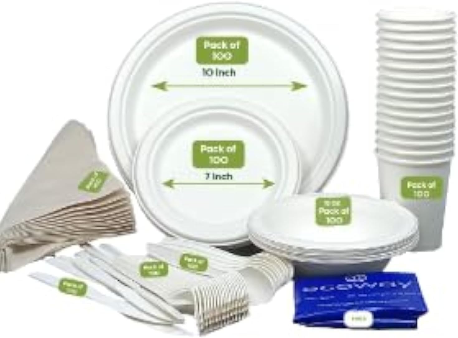 Amazon.com | ecoway Compostable Dinner Set 802 Pcs - Heavy Duty ...