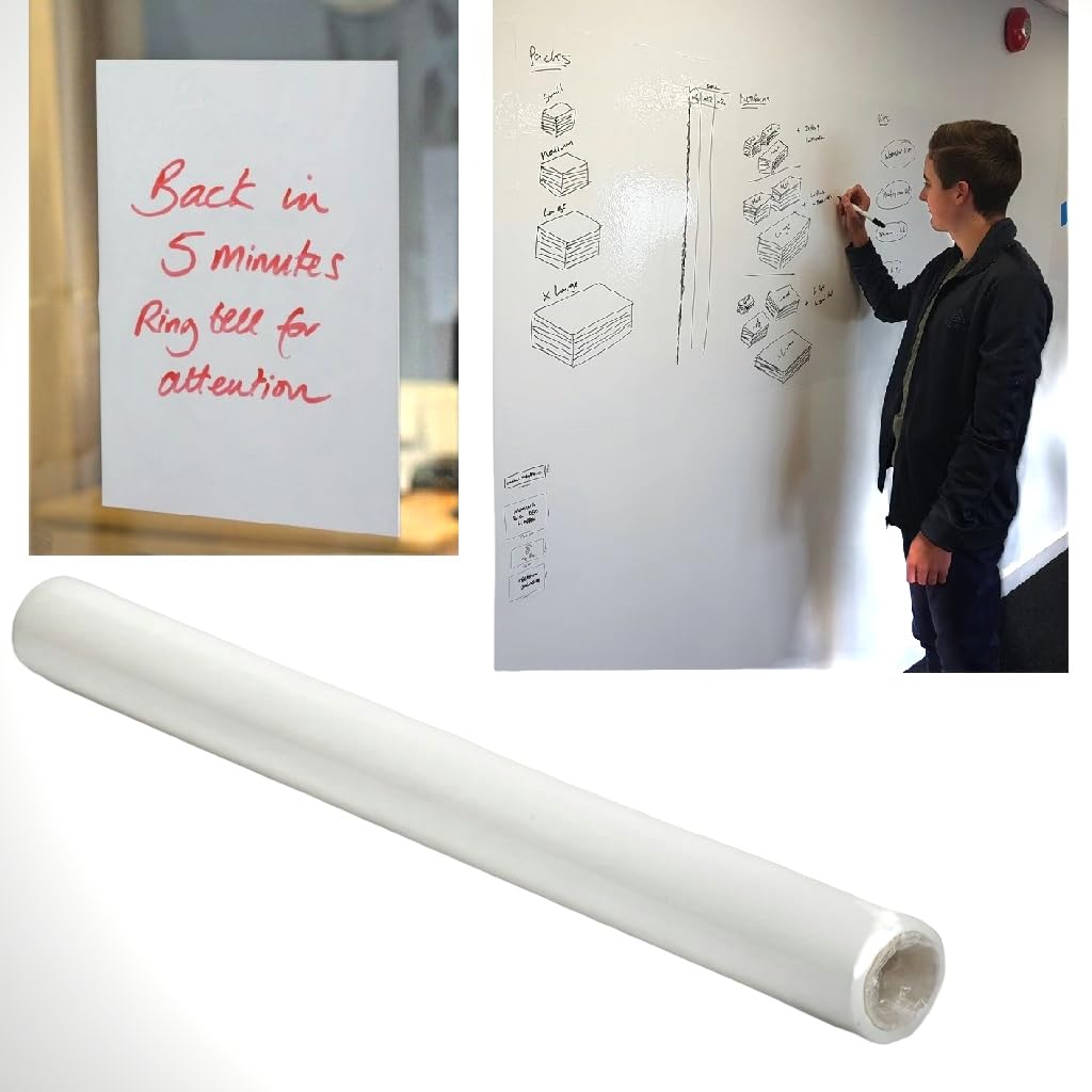 5 x WHITEBOARD A1 Sheets ON A ROLL Large Plain White for Home Office ...