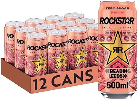 Rockstar Energy Drink - Peach - Non-Alcoholic - 155 mg Caffeine ...
