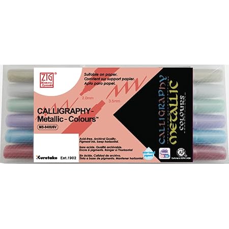 Amazon.com: Zig Memory System Calligraphy Metallic Dual Tip Marker, 6-Pack